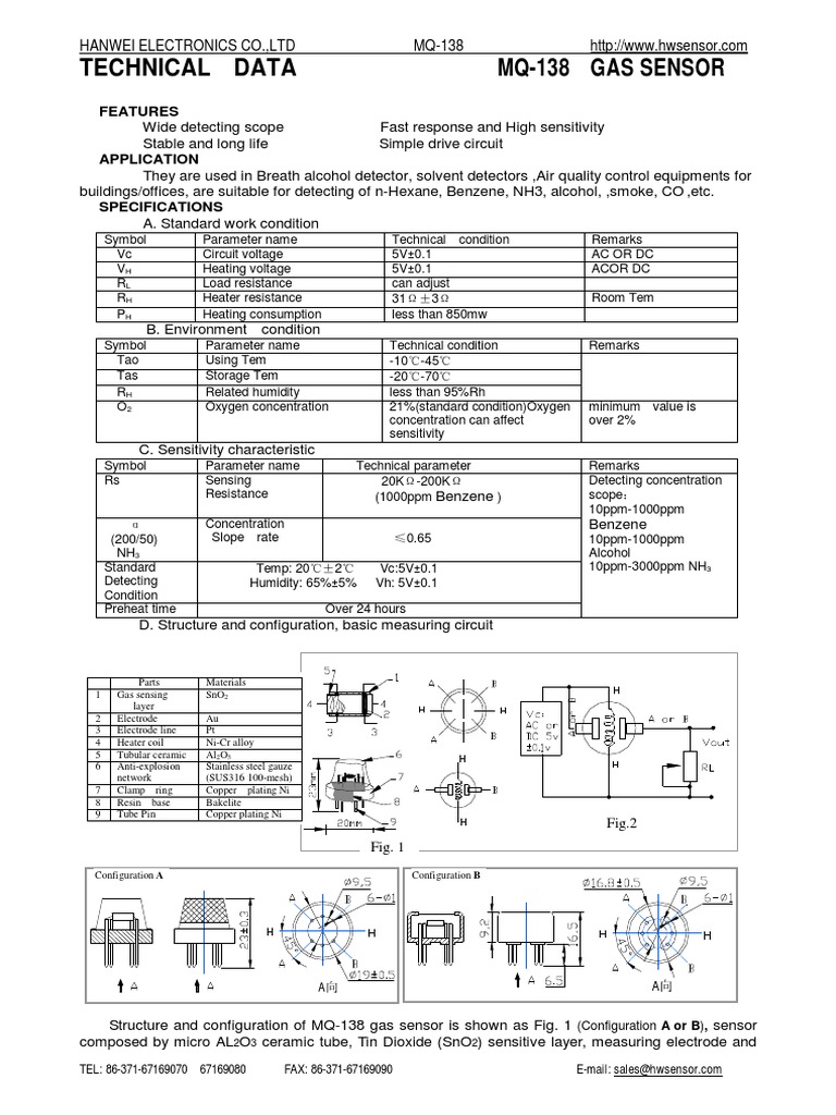 MQ 138 | PDF | Sensor | Electrical Resistance And Conductance