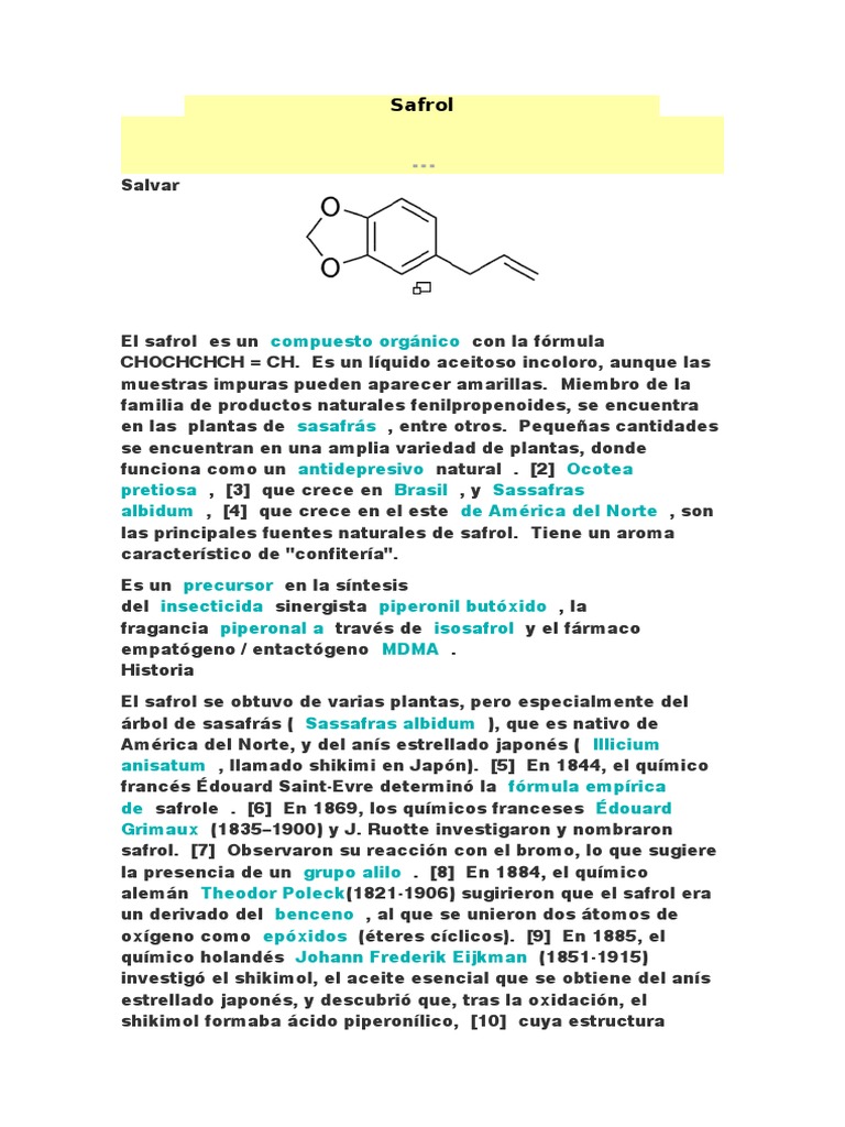 Safrol | PDF | Metabolismo | Química