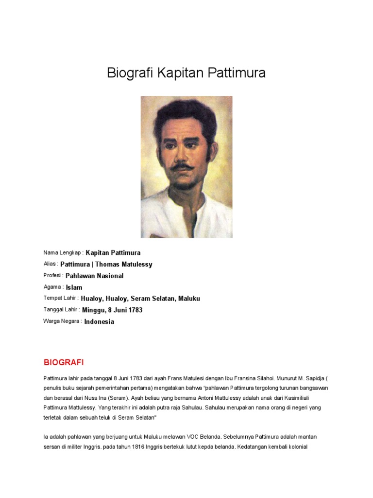 Biografi Kapitan Pattimura | PDF | Perjalanan | Sejarah