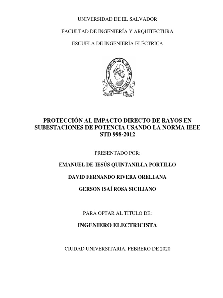 Proteccion Al Impacto Directo de Rayos en Subestaciones de Potencia ...
