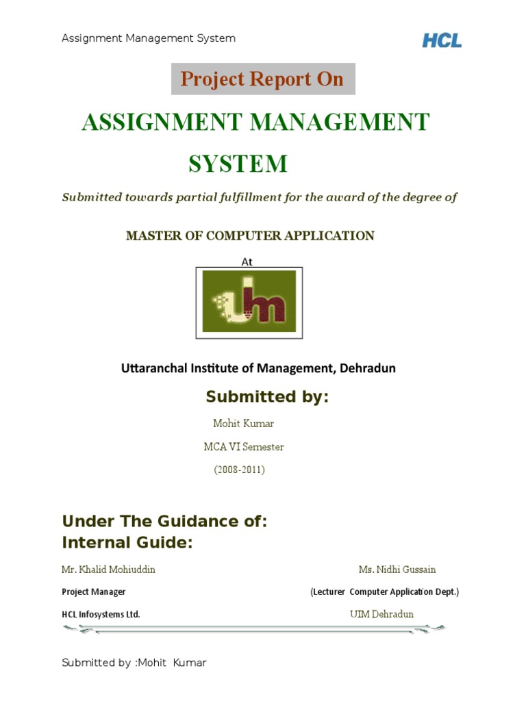 Assignment Management System Project Report | PDF | Software Release ...