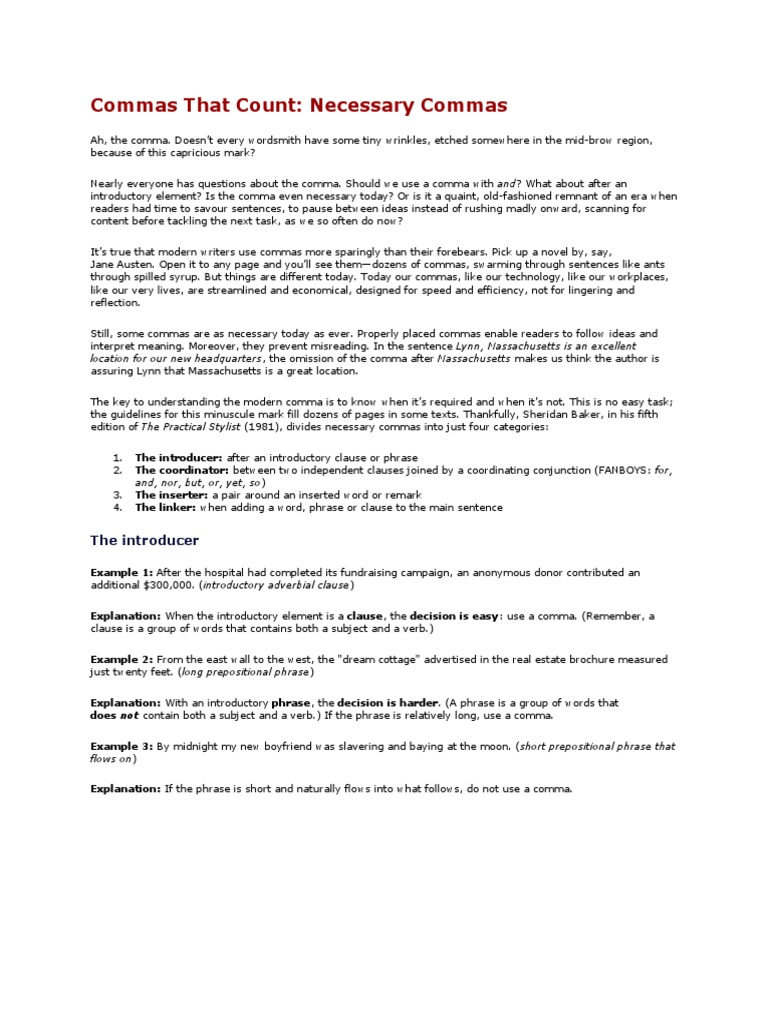 Commas | PDF | Comma | Sentence (Linguistics)