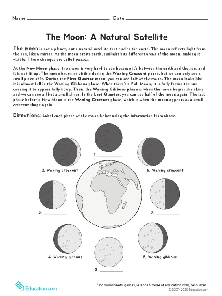 Moon-Natural-Satellite Worksheet | PDF