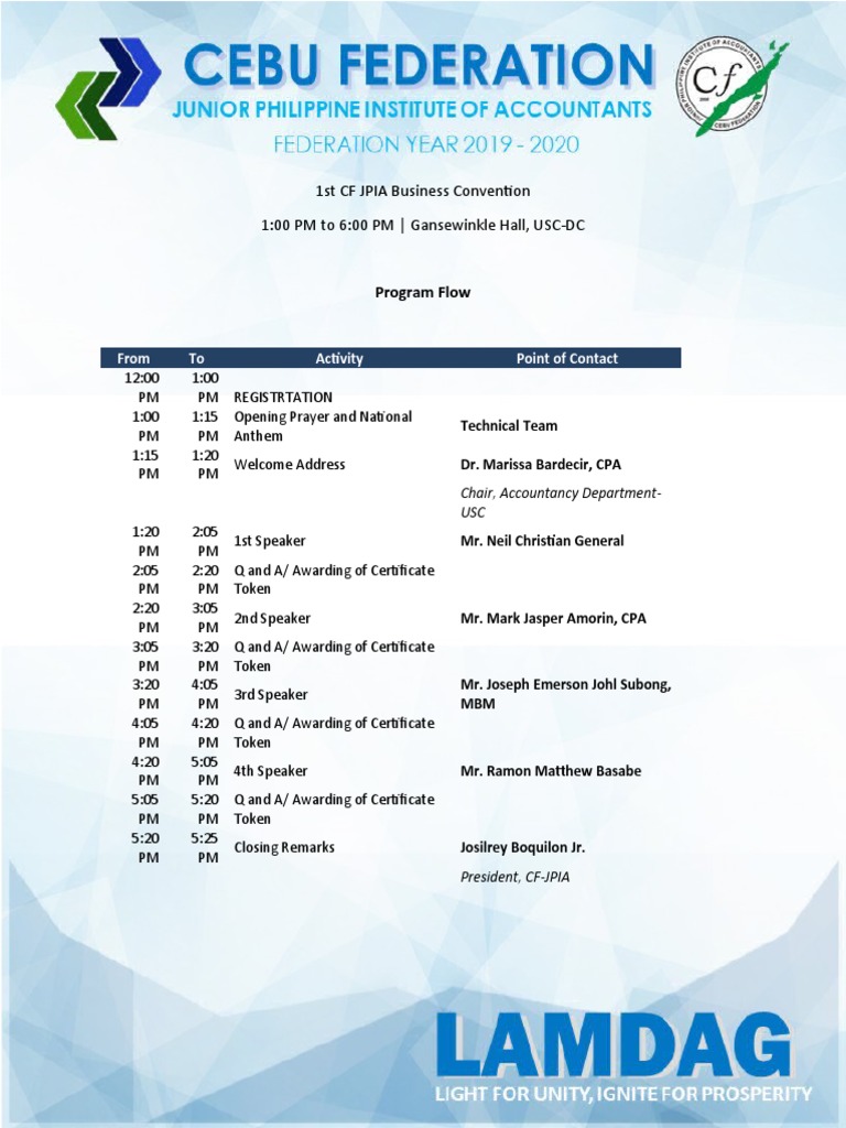 CF JPIA Business Convention Program Flow | PDF