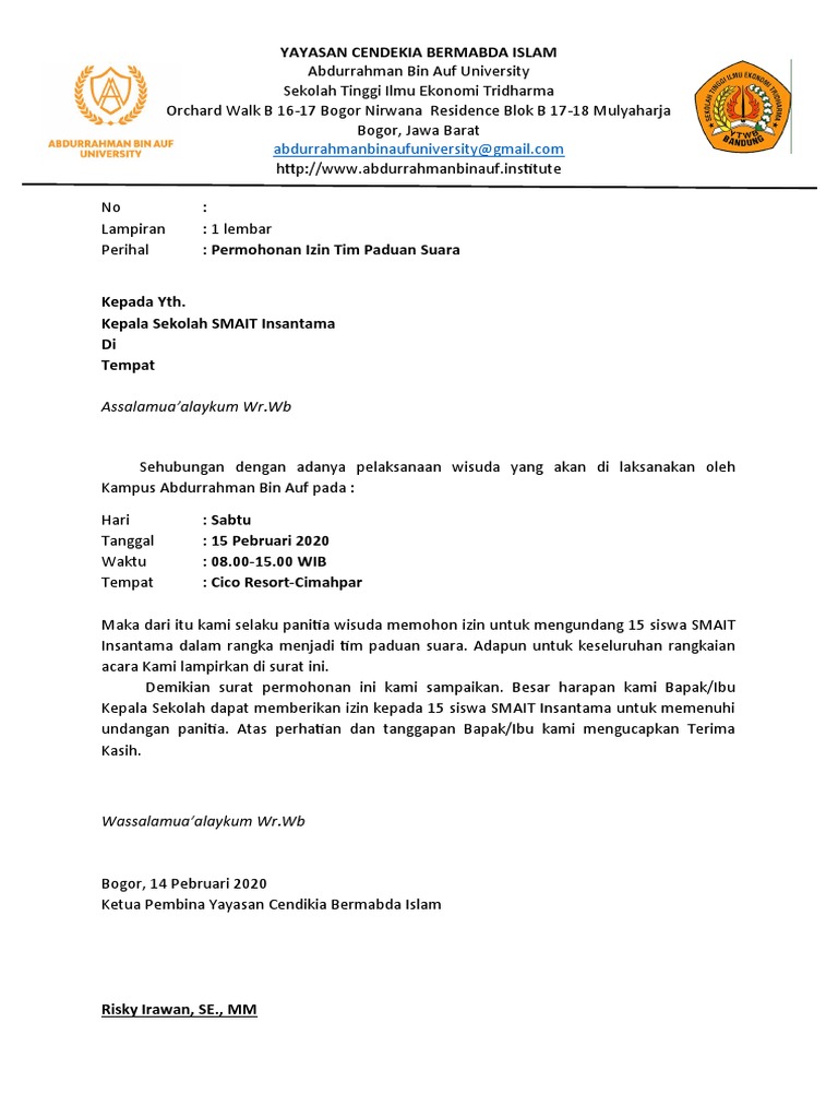 Surat Permohonan Padus | PDF