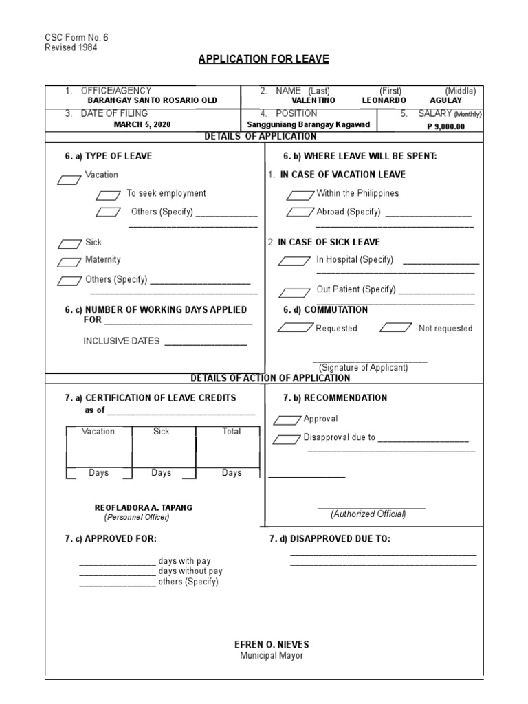 APPLICATION FOR Leave | Download Free PDF | Government | Business