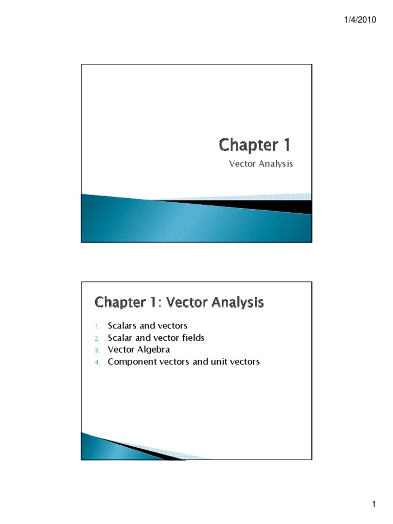 Chapter 1 Vector Analysis | PDF | Scalar (Mathematics) | Euclidean Vector
