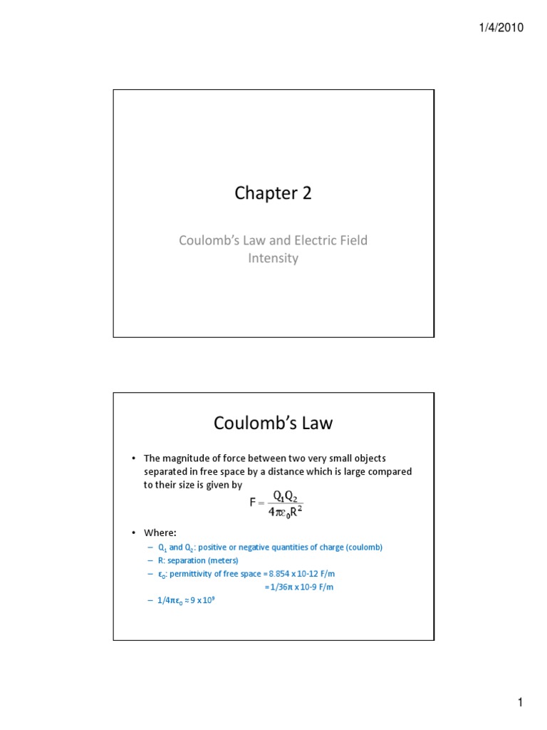 Coulomb's Law and Electric Intensity | PDF | Electric Field | Electric ...