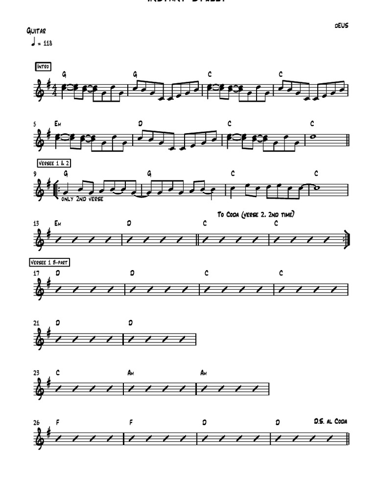 Instant Street - dEUS C (Orig G) - Guitar | PDF | Échecs | Ouverture ...