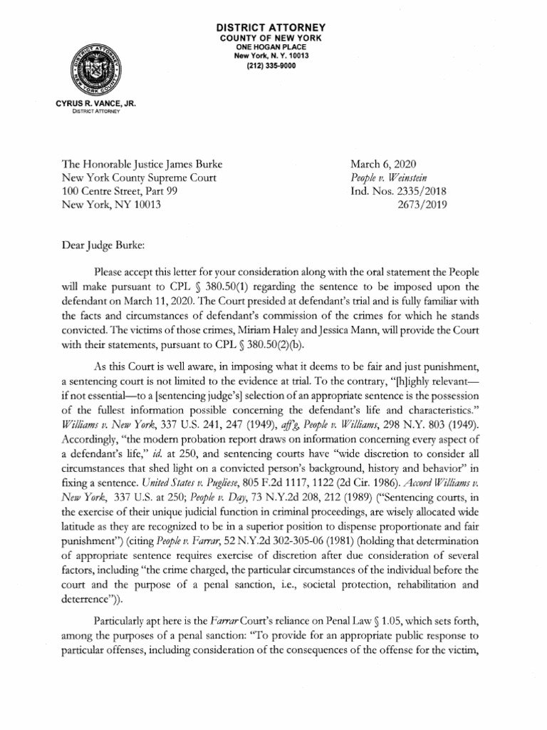 2020 03 06 Sentencing Letter | PDF