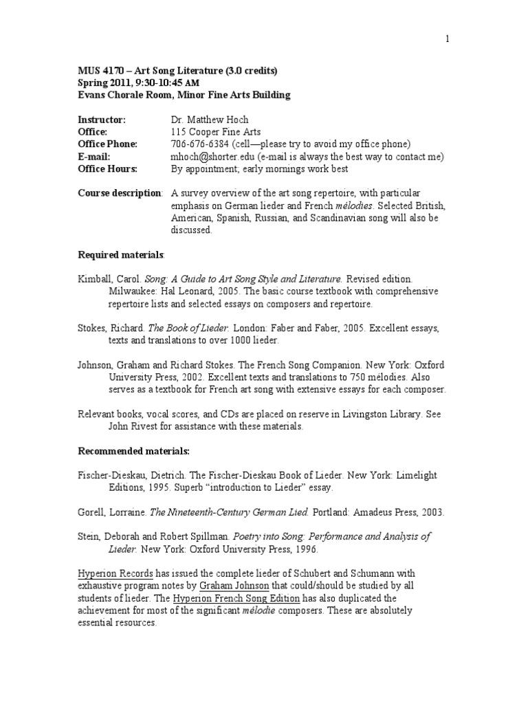 Art Song Literature PDF | PDF | Musical Compositions | Classical Music