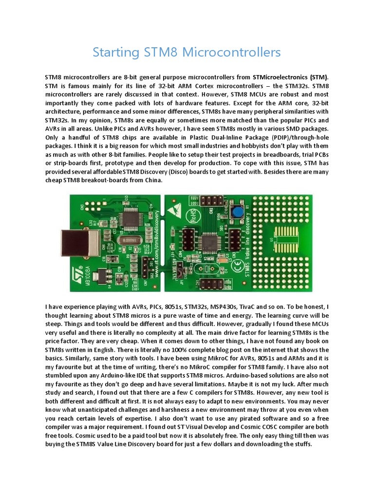 Starting STM8 Microcontrollers PDF | PDF | Microcontroller | Computer File