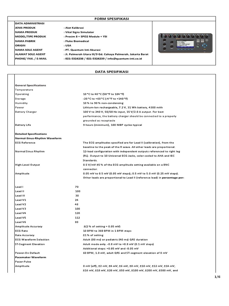 Spesifikasi-Alat-UM-Prosim 8 User Manual + SPO2 Module + YSI | PDF | Diastole | Internal Medicine