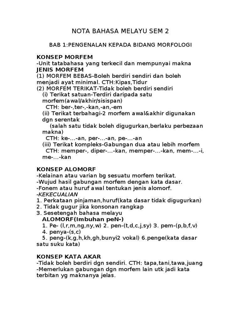 Nota Bahasa Melayu Sem 2 | PDF
