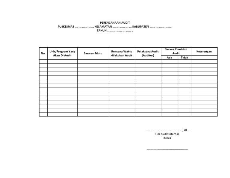 Contoh - Form Perencanaan Audit | PDF