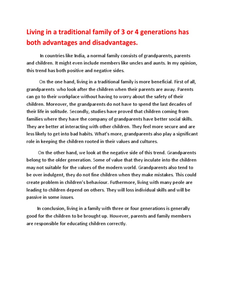 C.Living in A Traditional Family of 3 or 4 Generations Has Both ...