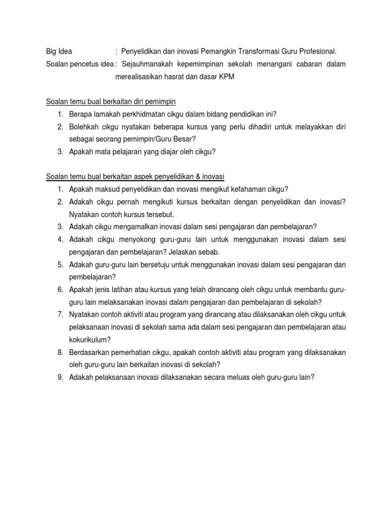 Contoh Soalan Temu Bual | PDF
