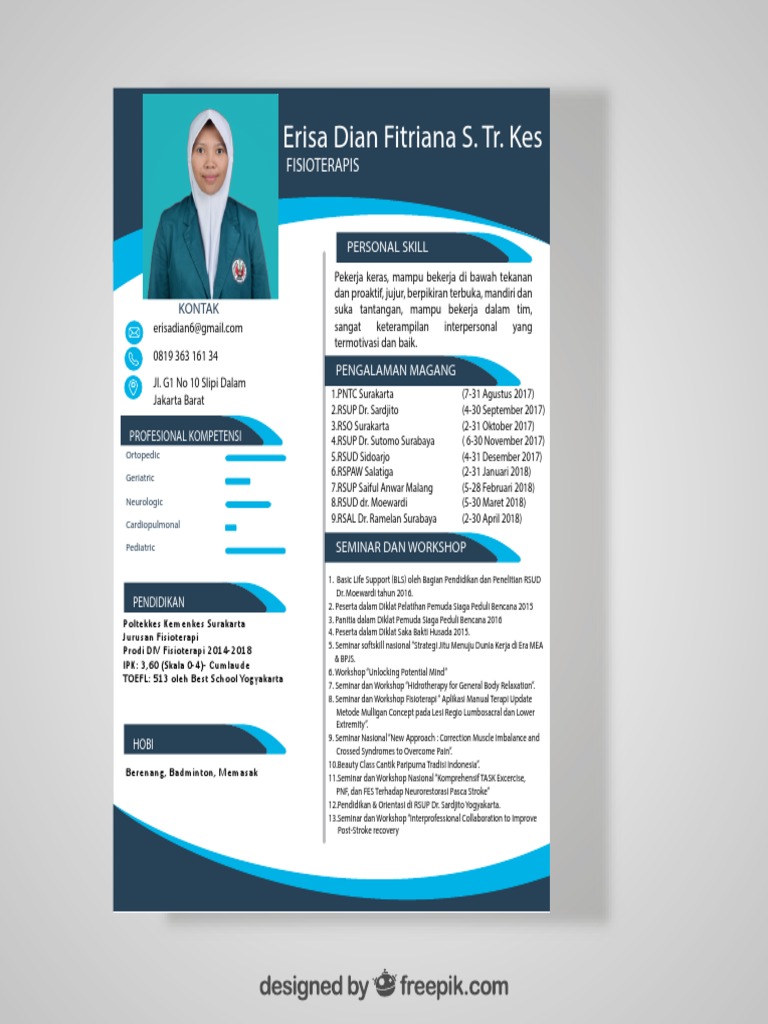 CV Fisioterapi Fresh Graduate Erisa Dian | PDF | Pengembangan Diri ...
