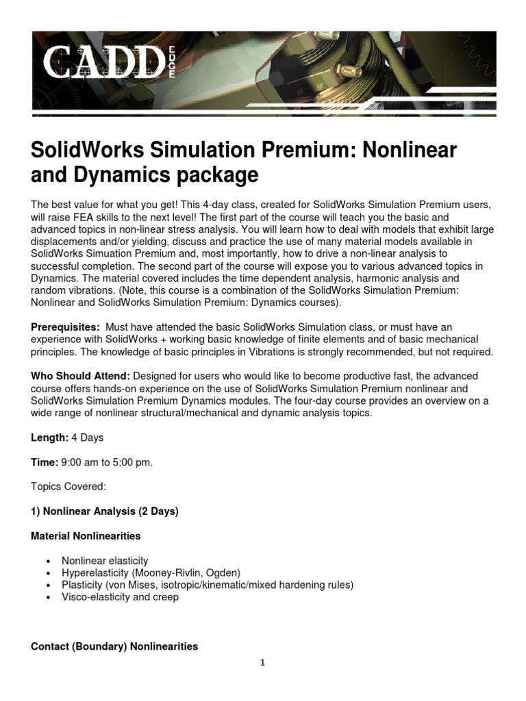SolidWorks Simulation Premium - Nonlinear and | PDF | Classical ...