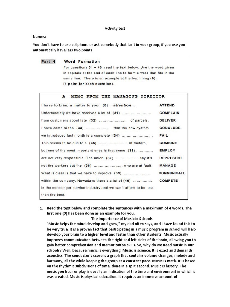 Activity Test | PDF | Cognition | Cognitive Science