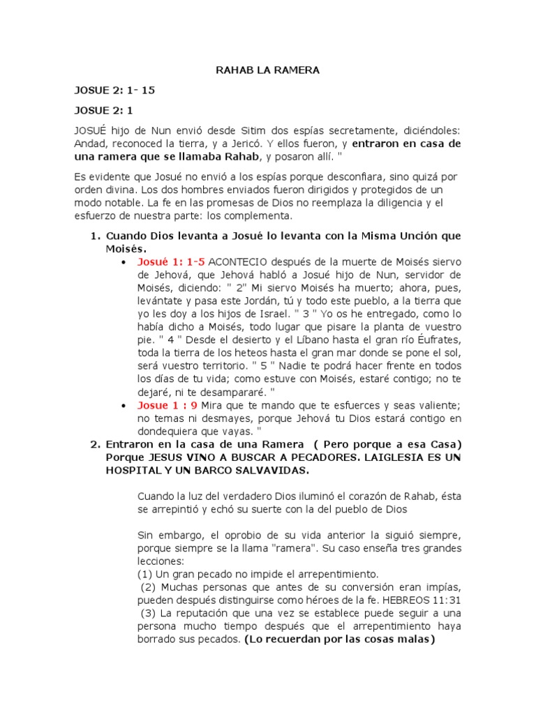 La fe de Rahab la ramera: Un ejemplo de arrepentimiento y salvación ...