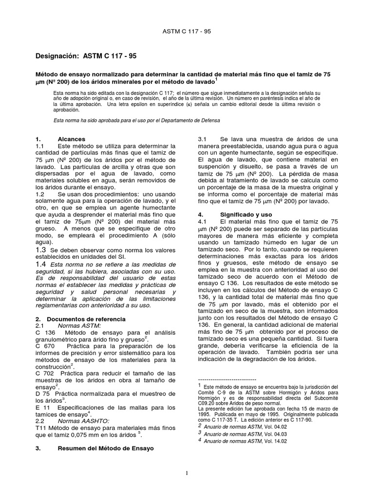 Astm C 117 95 | PDF | Detergente | Agua
