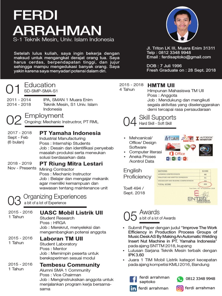 CV - Ferdi Arrahman - ODP | PDF | Karier & Perkembangan | Bisnis