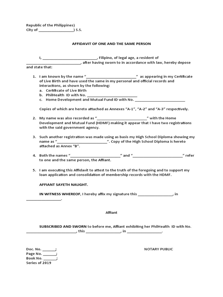 Affidavit of Oneness | PDF