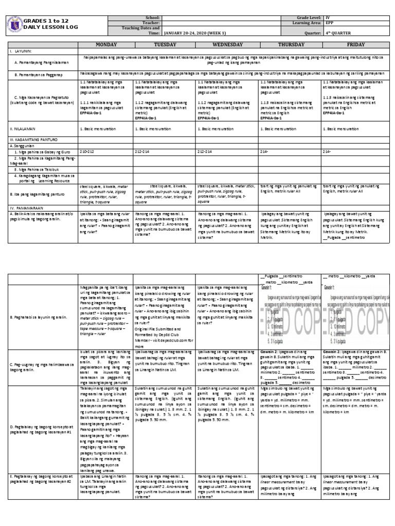 DLL - Epp 4 - Q4 - W1 | PDF
