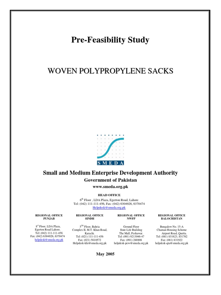 SMEDA Woven Polypropylene Sacks | PDF | Inventory | Expense