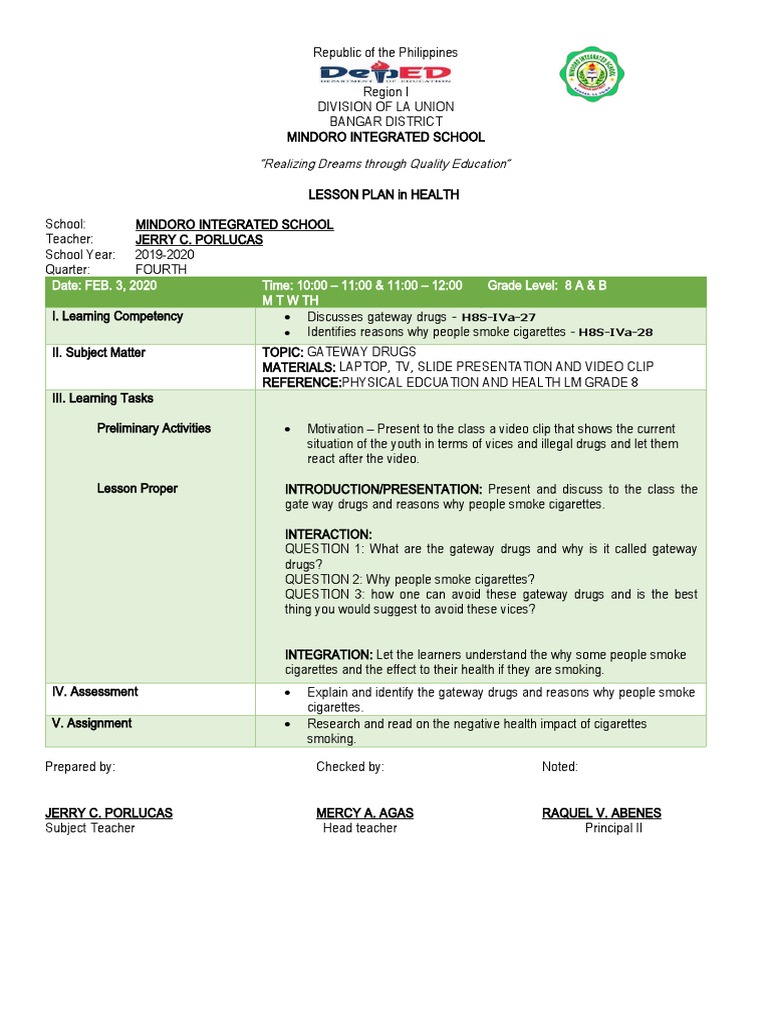 Health 1 | PDF | Lesson Plan | Motivation