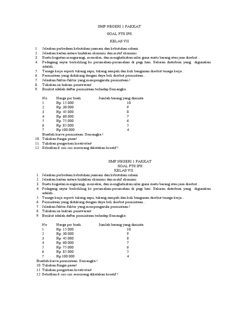 Soal PTS Kelas 7 Semester Genap | PDF | Pengelolaan Keuangan & Uang | Hukum