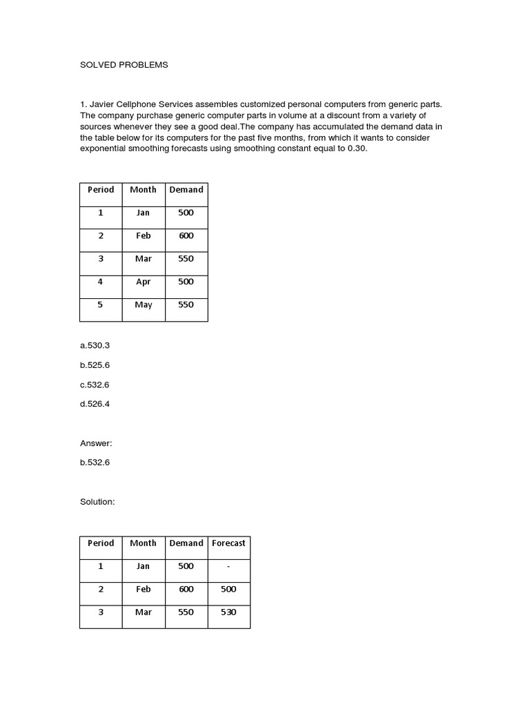 SOLVED PROBLEMS in PPC 2019 PDF | PDF | Forecasting | Inventory