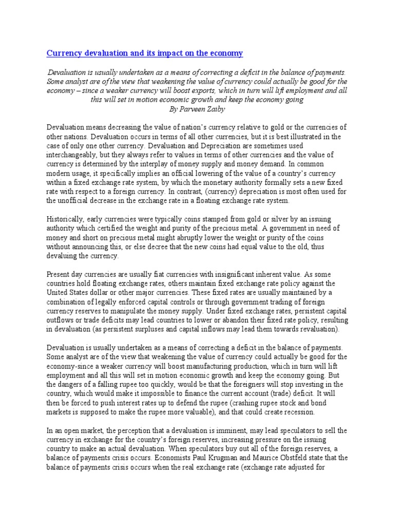 Economic Impact of Currency Devaluation | PDF | Devaluation | Wide Area ...