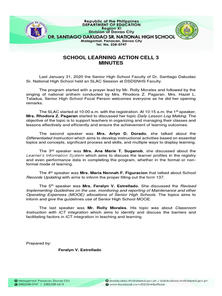 LAC Session Minutes | PDF