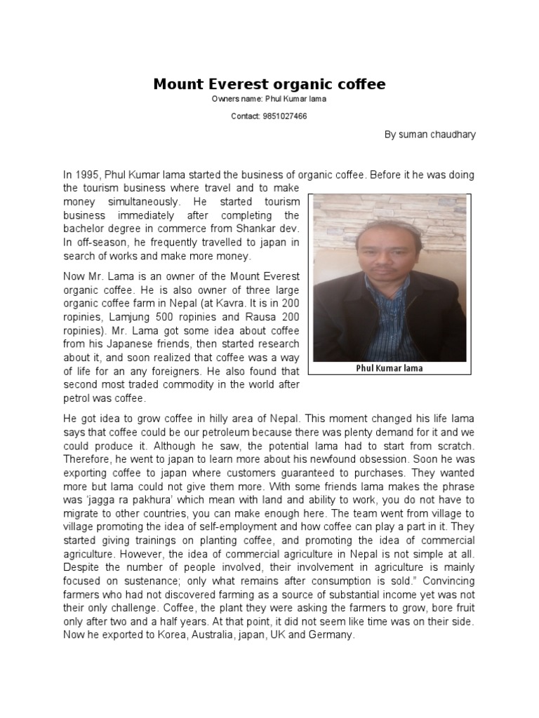 Phul Kumar Lama Profiles | PDF | Coffee | Nepal