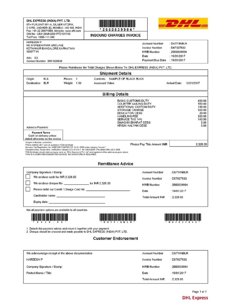 DHL Invoice PDF | PDF