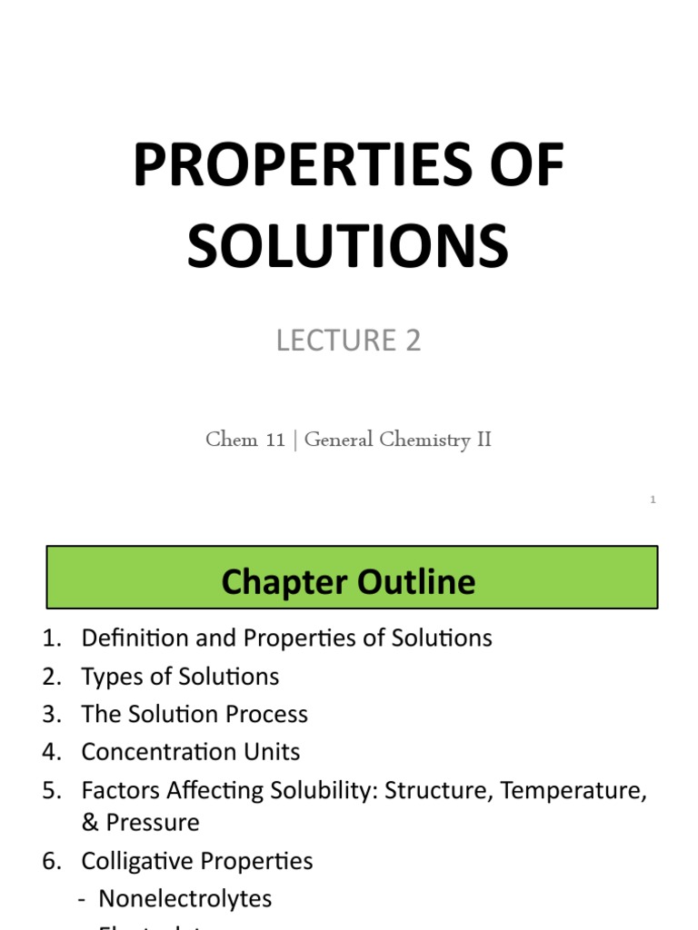 CH 2 - Properties of Mixtures | PDF | Solution | Solubility
