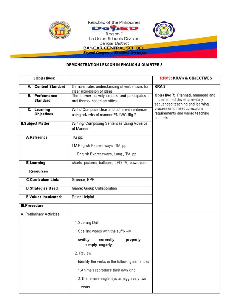 Cot English Quarter 3 | PDF | English Language | Learning