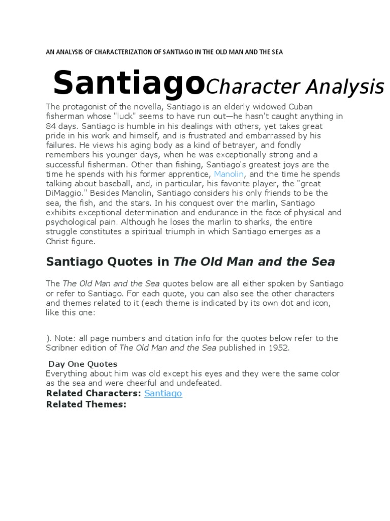 An Analysis of Characterization of Santiago in The Old Man and The Sea ...