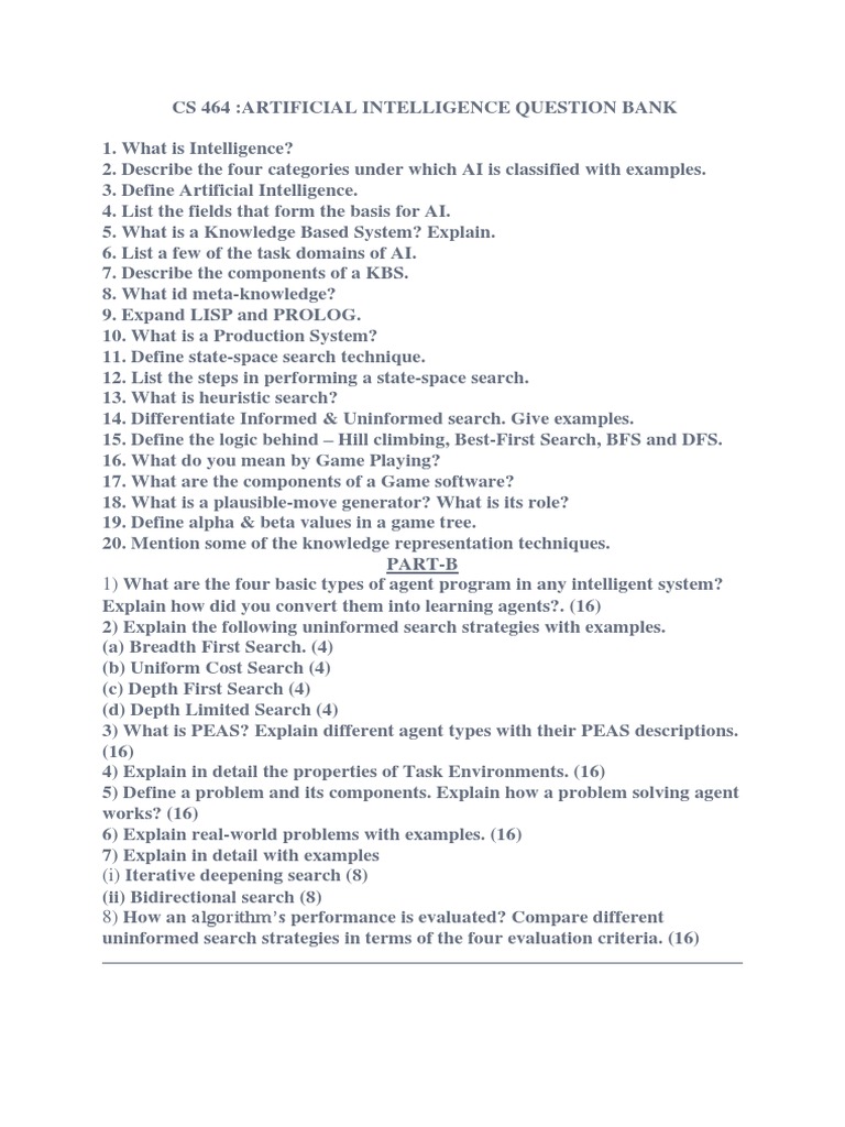 CS 464 Question Bank | Download Free PDF | Parsing | Artificial ...