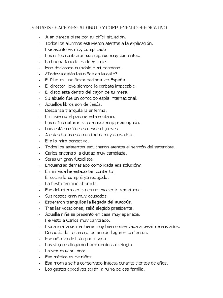 Atributo y Complemento Predicativo | PDF | Poesía