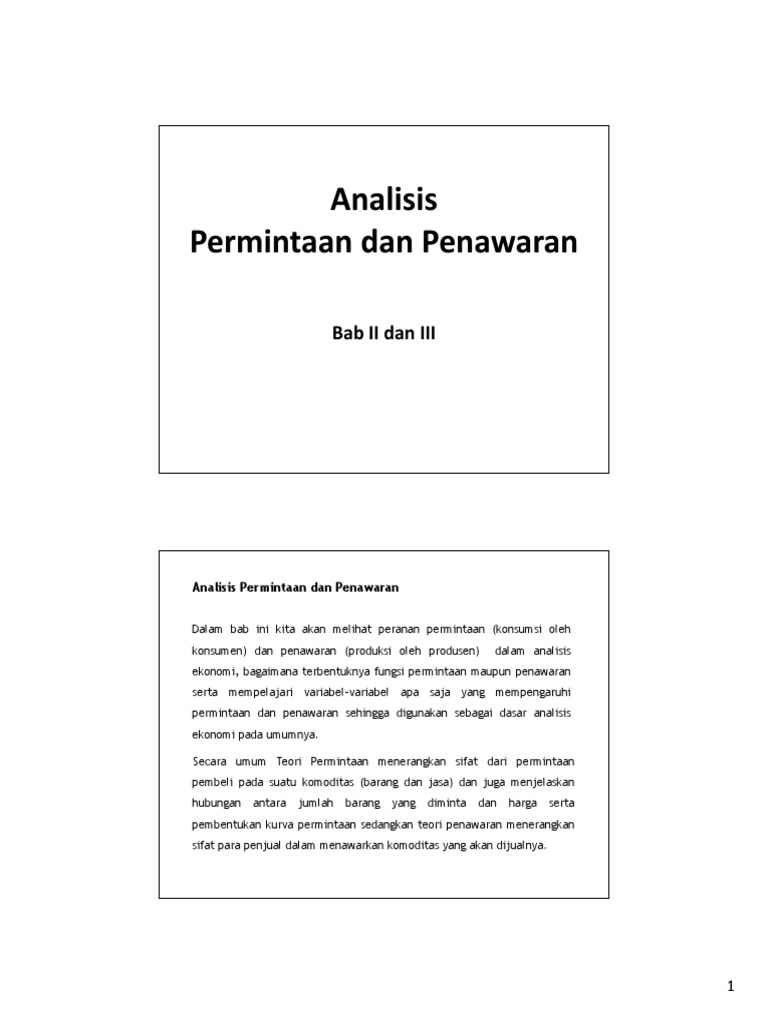 Bab 2 Dan 3 Analisis Permintaan Dan Penawaran PDF