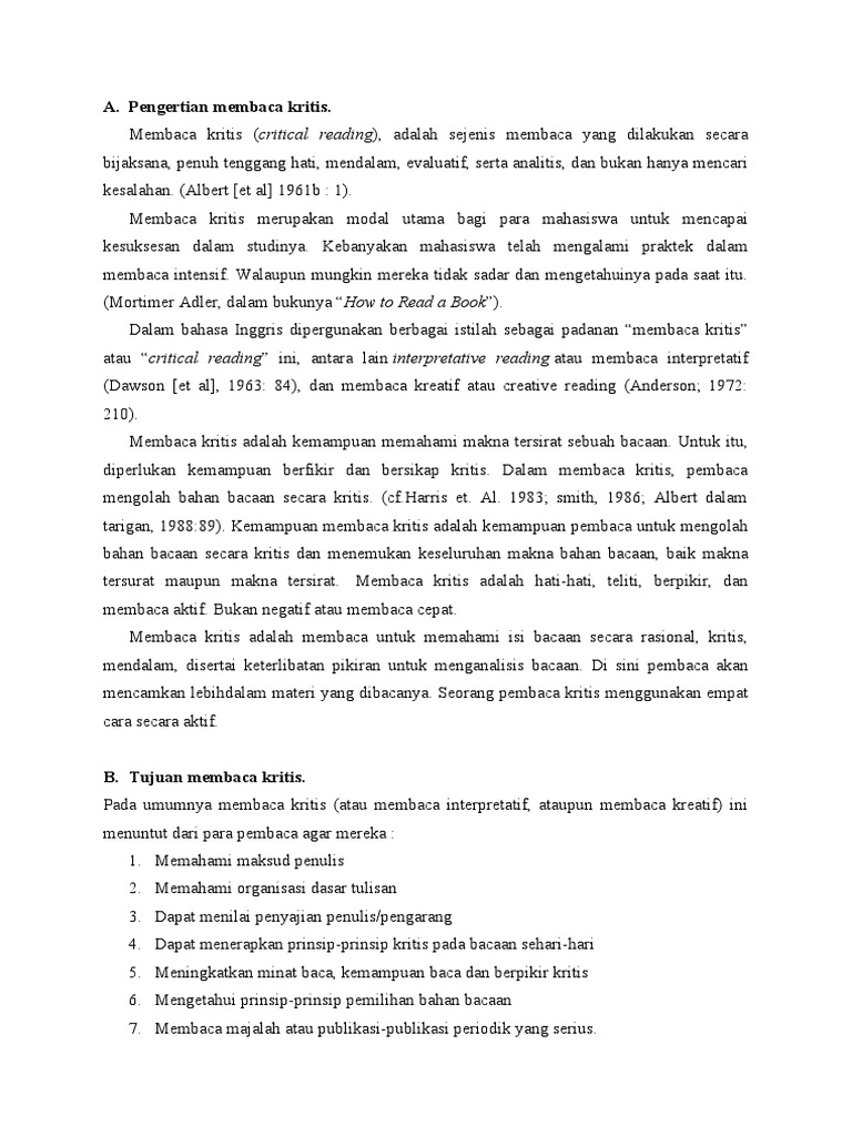 Laporan Membaca Kritis | PDF