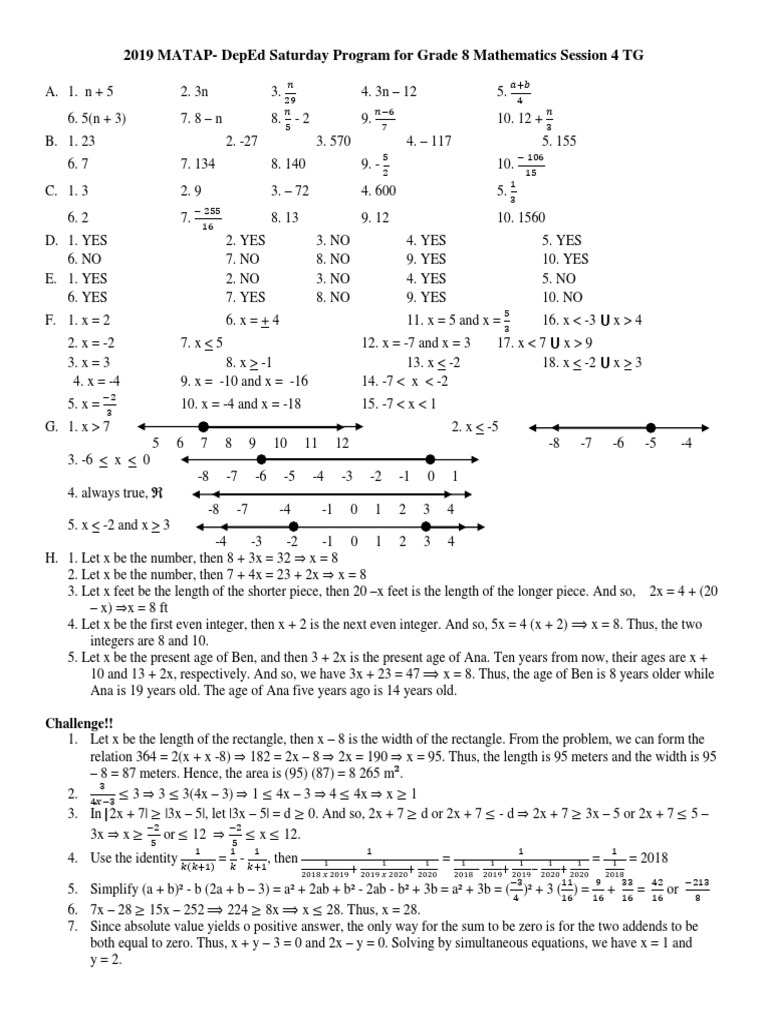 2019 MATAP- DepEd Saturday Program for Grade 8 Mathematics Session 4 ...
