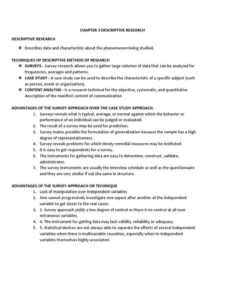 Chapter 3 Descriptive Research | PDF | Survey Methodology | Case Study