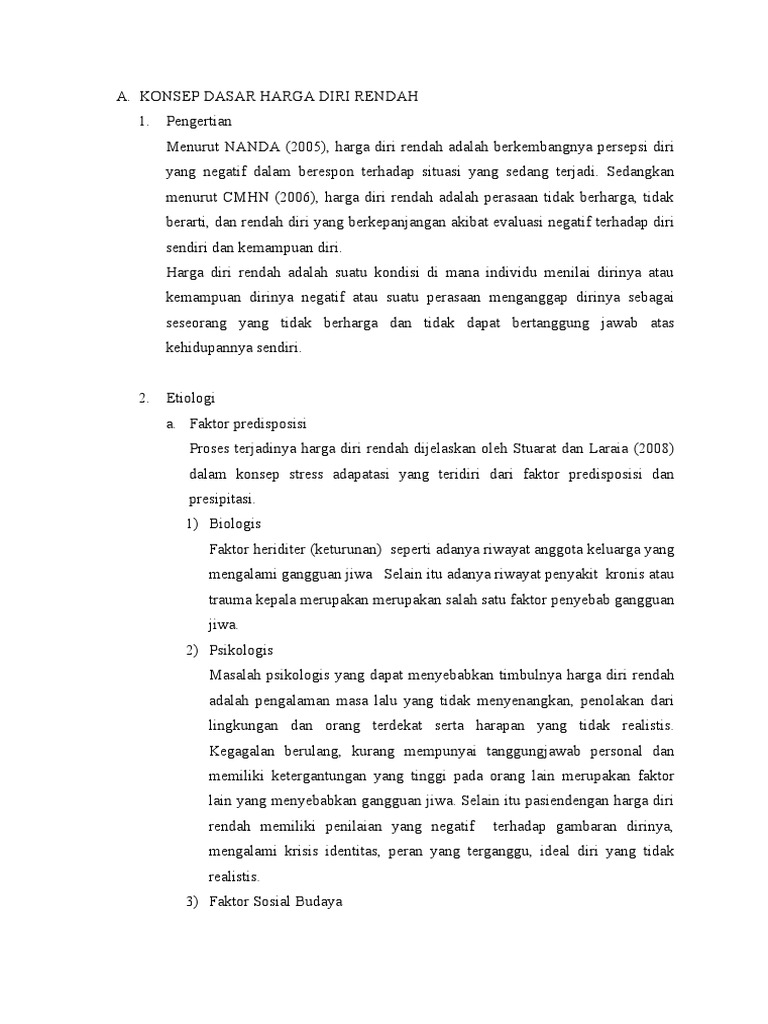 Konsep Dasar Harga Diri Rendah | PDF