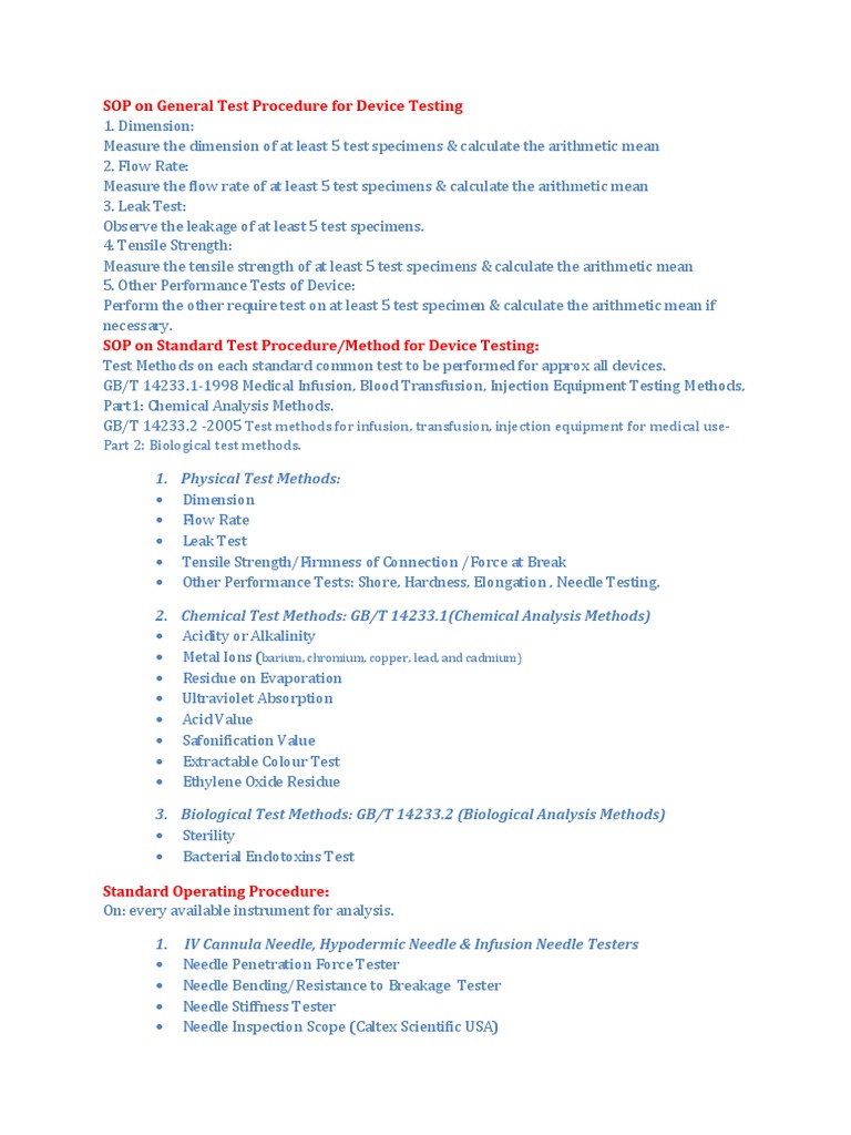 General Test Procedure | PDF | Chemical Substances | Physical Sciences