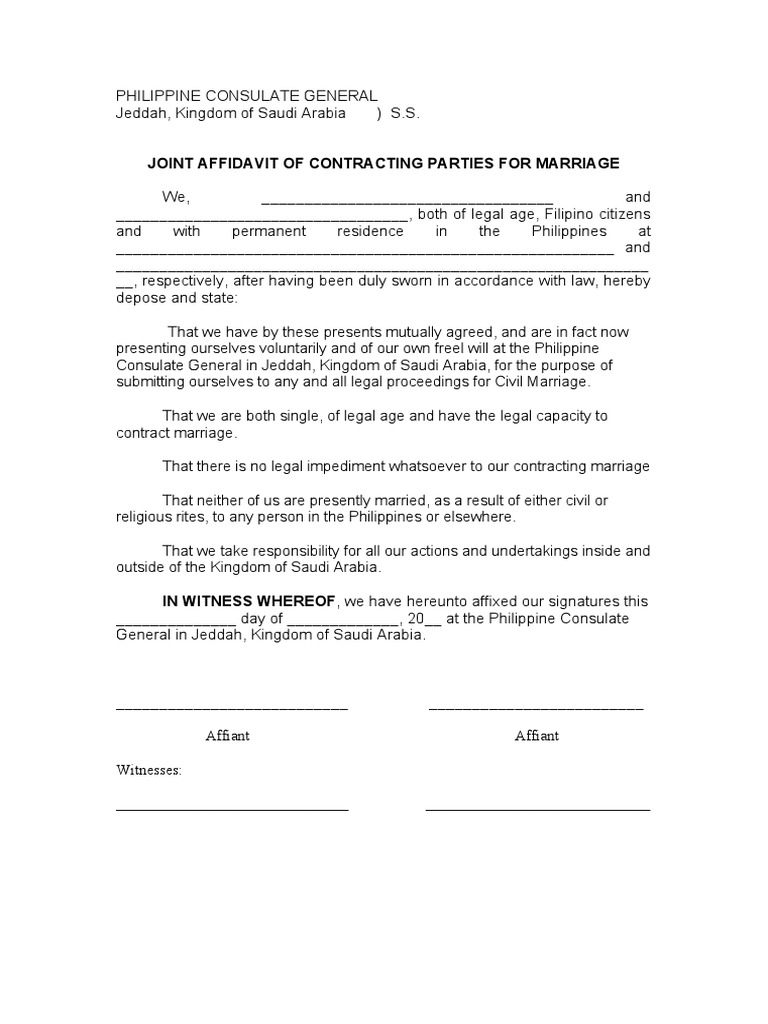 Joint Marriage Affidavit | PDF