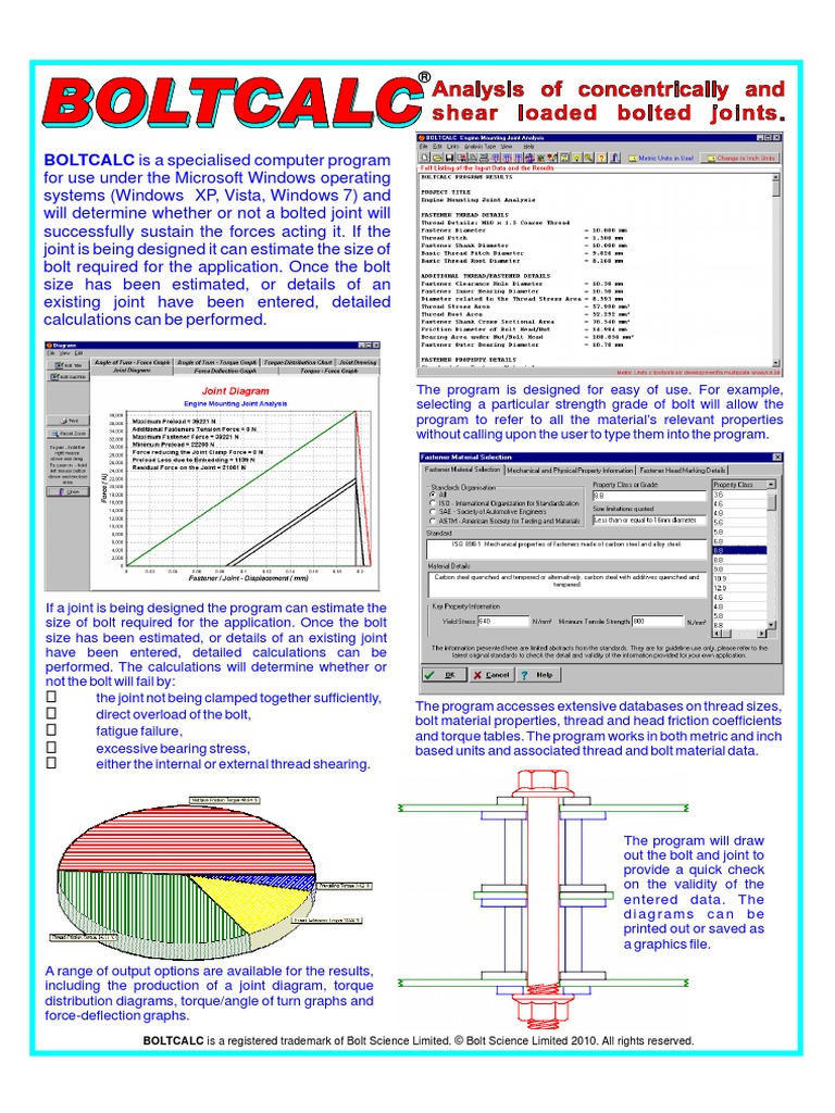 (Bolt Science) BOLTCALC Program Brochure PDF | PDF | Strength Of ...